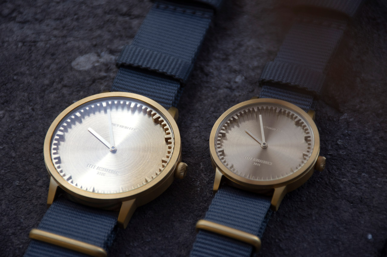 Tube watch T40 brass / grey nato strap - LEFF amsterdam